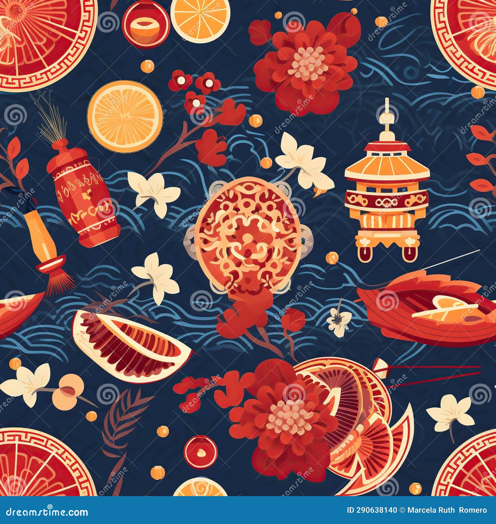 Asian Style Seamless Pattern. AI Generated Stock Illustration ...