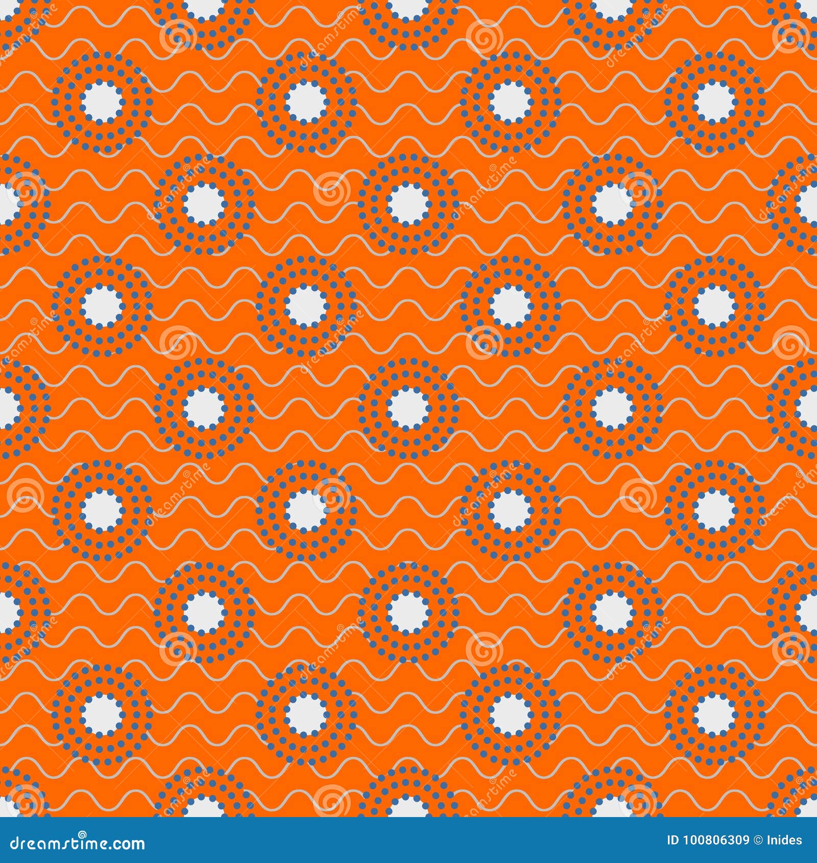 Japanese Circles Pattern in Blue and Orange Colors. Stock Vector ...