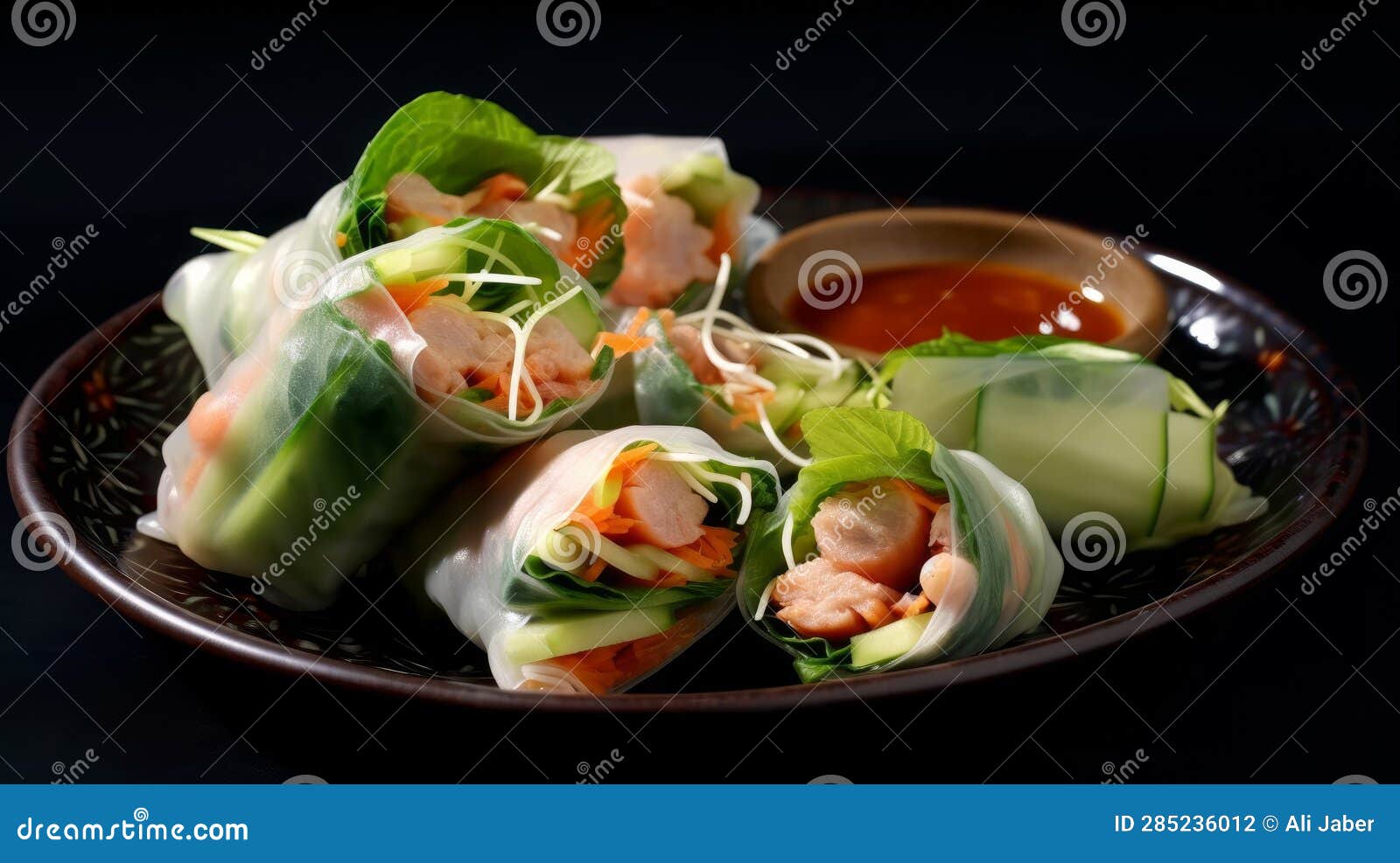 Asian Summer Rolls, Spring Rolls Ai Generative Stock Photo - Image of ...