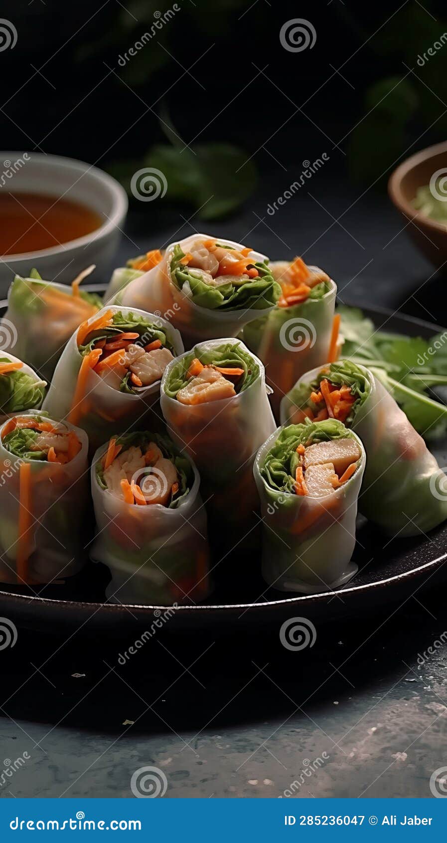 Asian Summer Rolls, Spring Rolls Ai Generative Stock Illustration ...