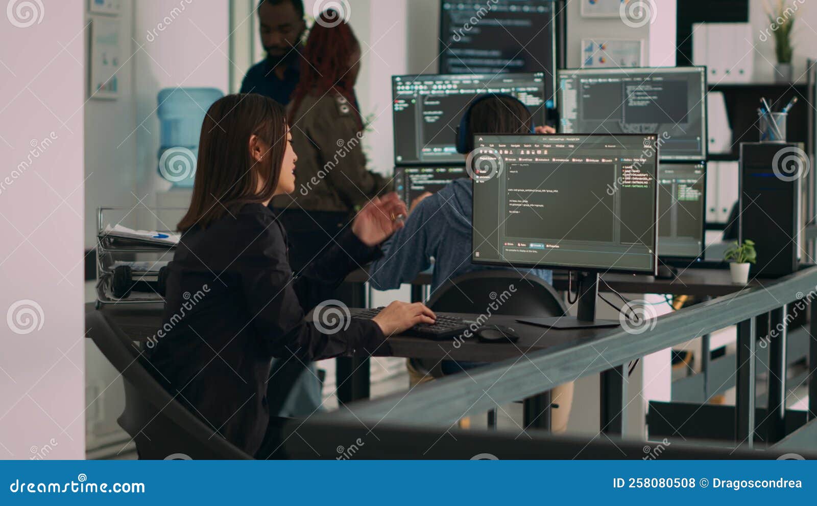 Asian System Engineer Trying To Find Html Script and Code To Program Cloud Computing Stock ...