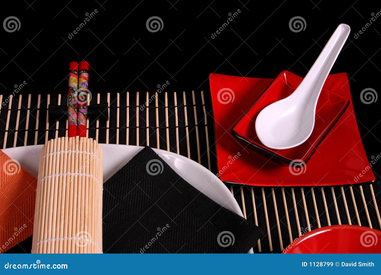 Asian tablescape 1 stock image. Image of nourishment, sushi - 1128799