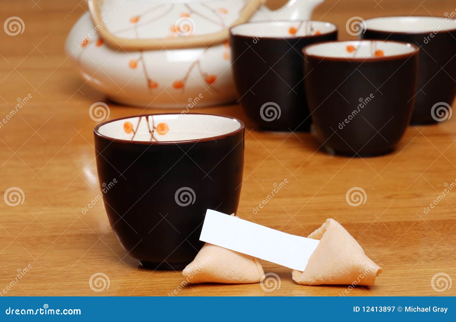Asian Tea with Blank Fortune Cookie Stock Image - Image of culture ...