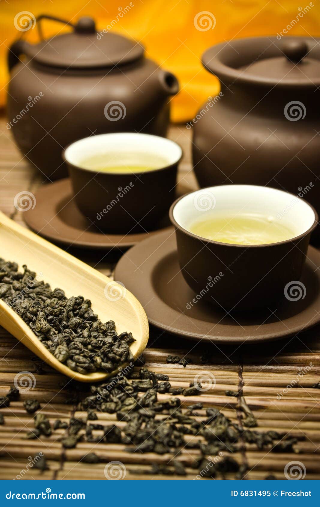 Asian tea set. stock image. Image of brown, leaf, east - 6831495