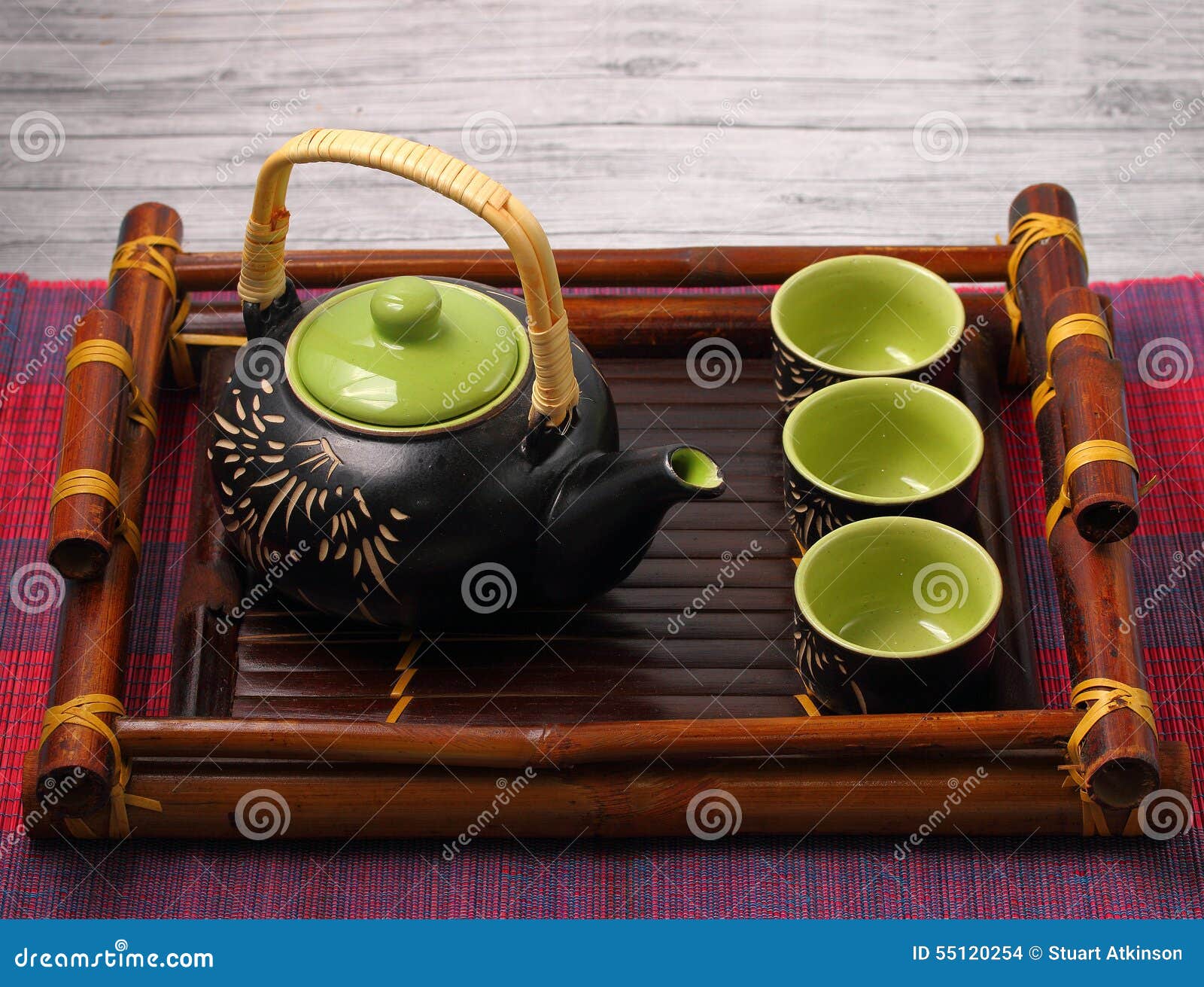 Asian tea set stock photo. Image of teapot, leaf, green - 55120254