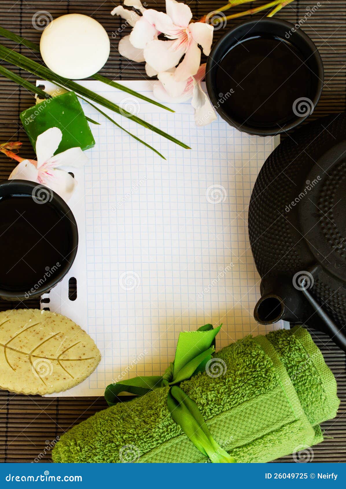 Asian Tea Set and Spa Settings Stock Image - Image of notebook, healthy ...