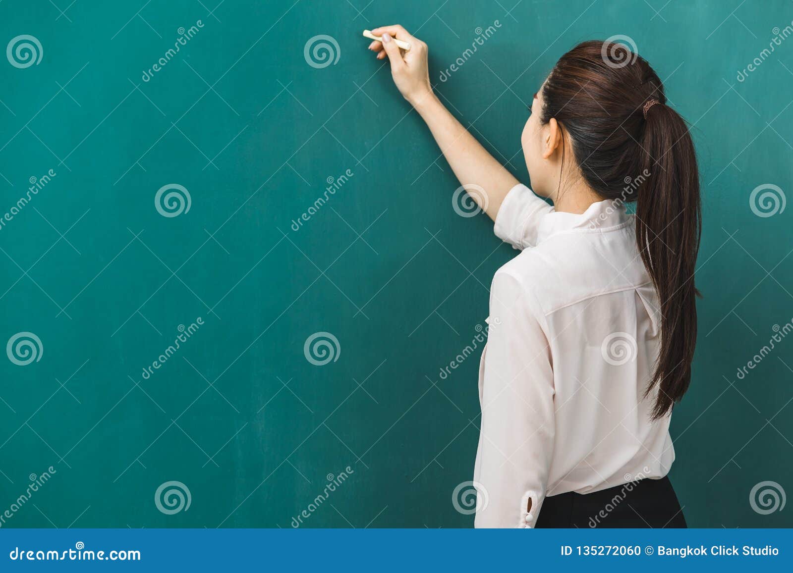 Asian Teacher Chalk on Green Board Stock Photo - Image of preschool ...