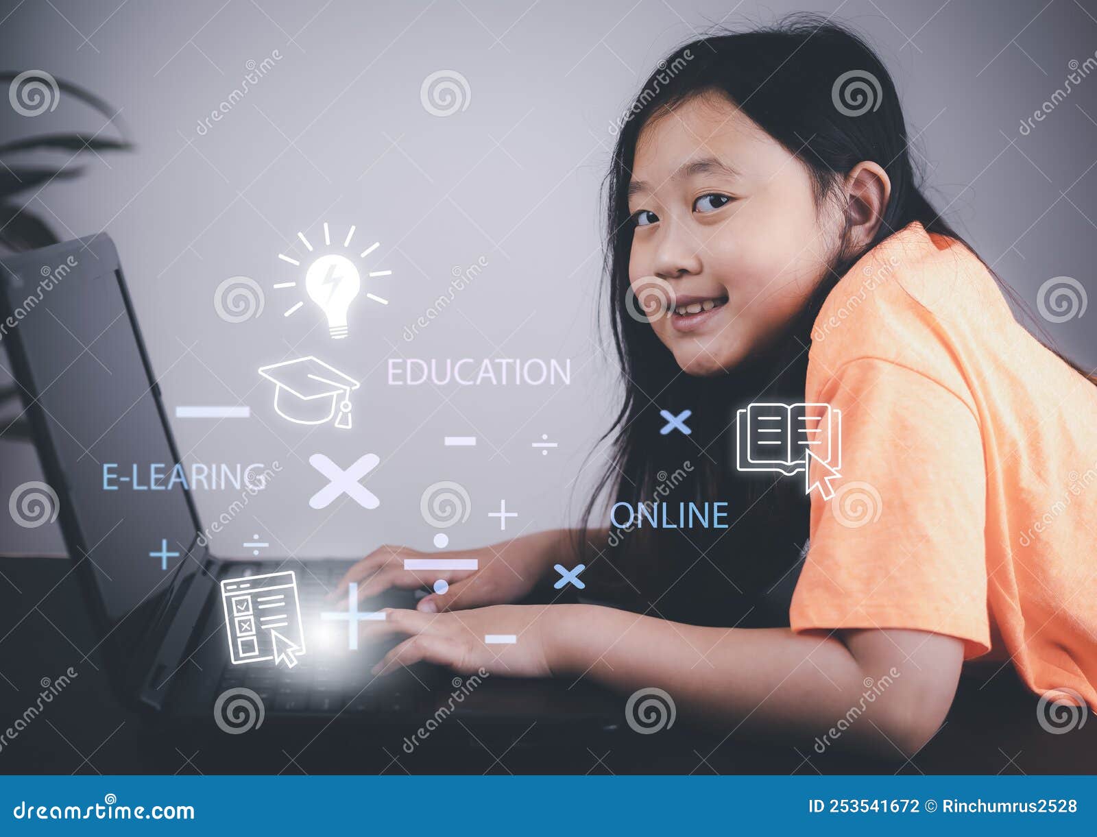 Asian Teen Using Computer Tablet with Learning with Doodle Education ...