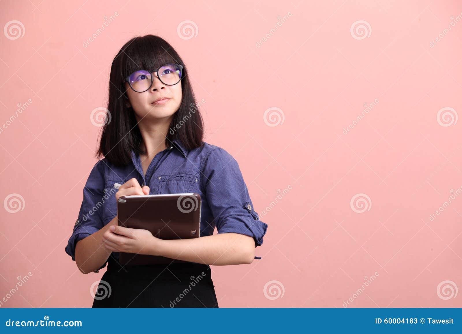Asian teen writing tablet stock image. Image of female - 60004183