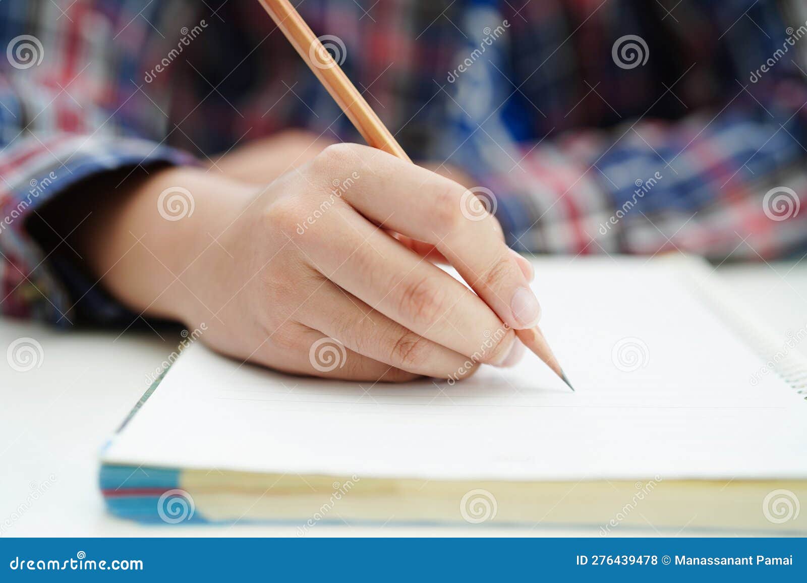 Asian Teenage Student Write Homework, Study Lesson for Exam Online ...