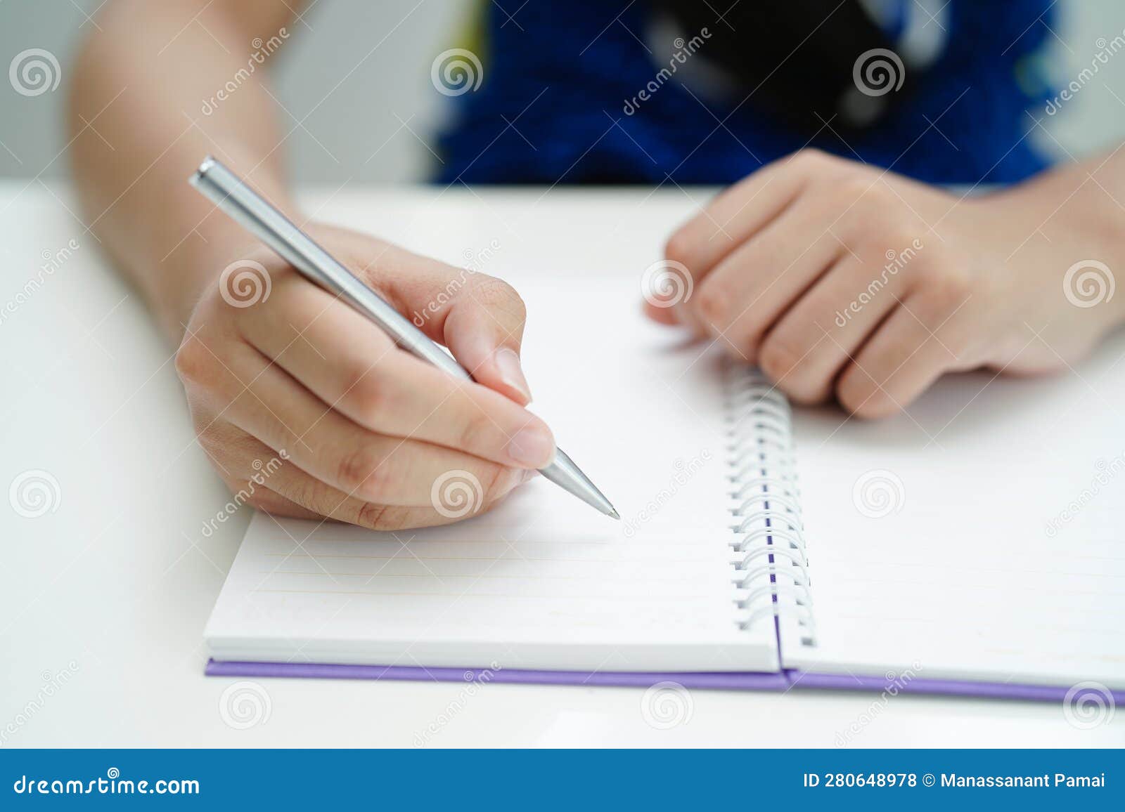 Asian Teenage Student Write Homework, Study Lesson For Exam Online ...