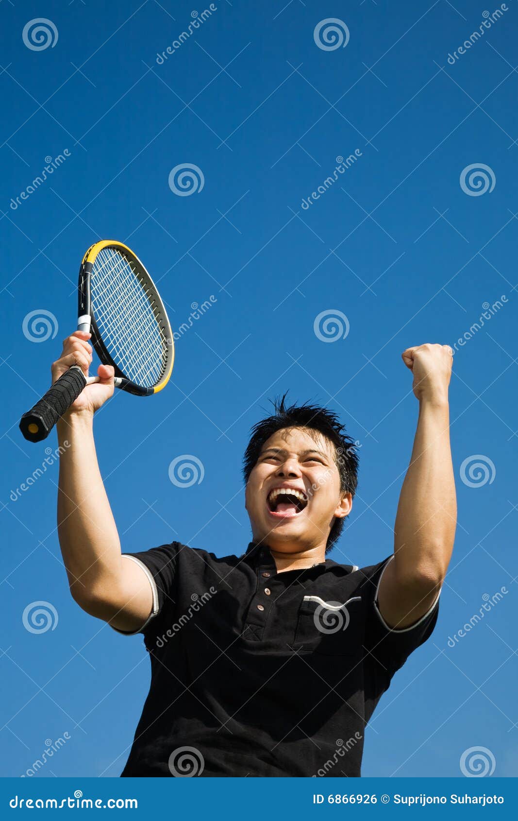 Asian Tennis Player Joy of Winning Stock Photo - Image of male, color ...