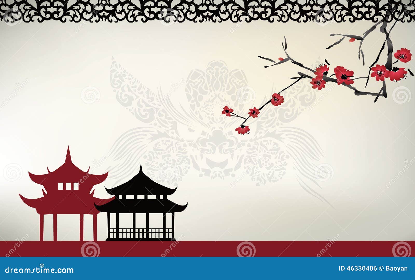 Asian theme stock vector. Illustration of chinese, background - 46330406
