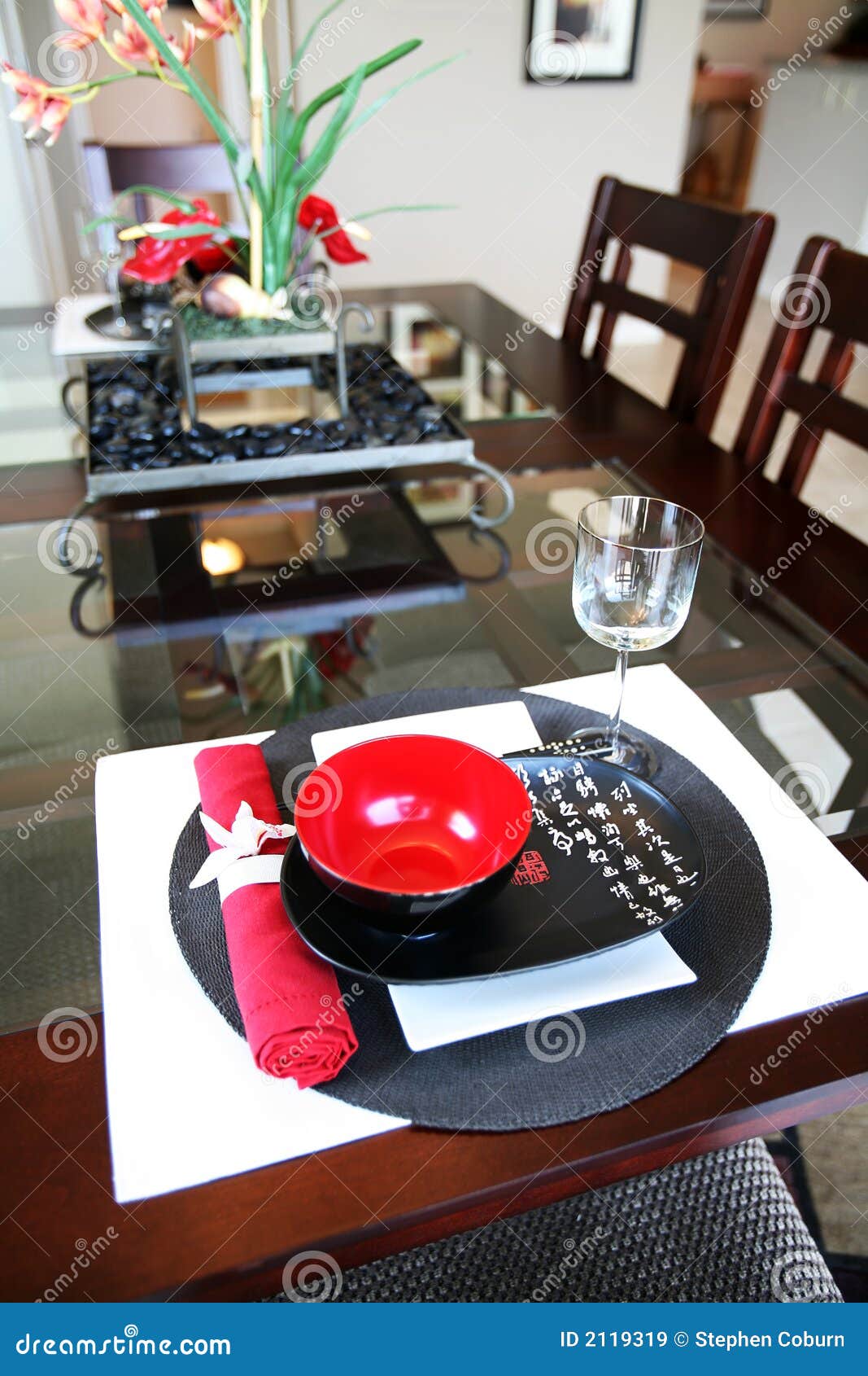 Asian Themed Dining Room stock image. Image of meal, home - 2119319