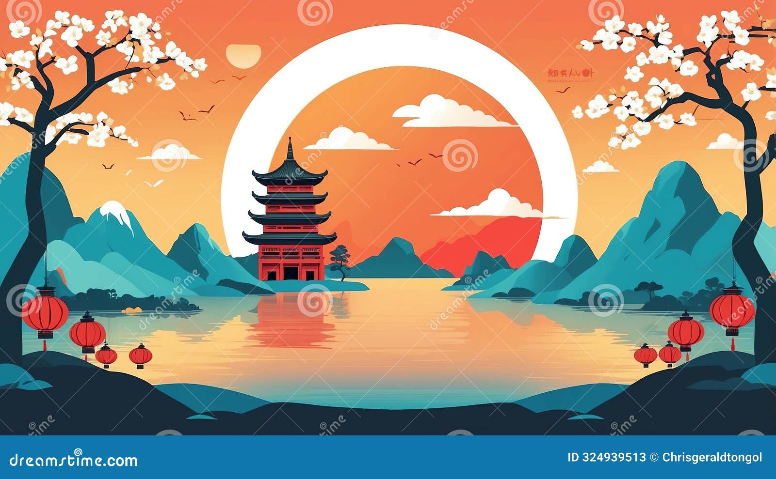 Asian Themed Wallpaper for Presentations and Offices Ai Generated Stock ...