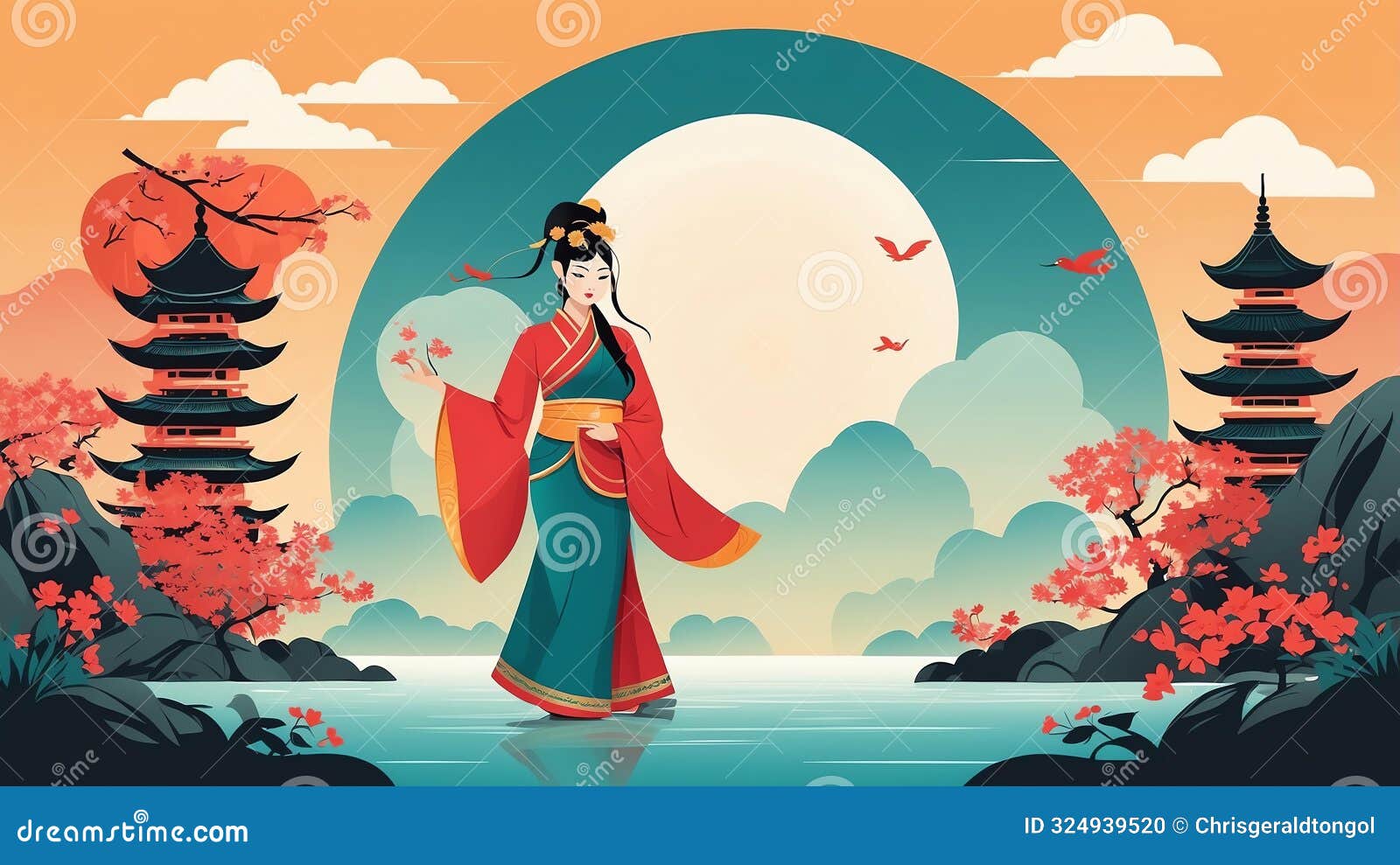 Asian Themed Wallpaper for Presentations and Offices Ai Generated Stock ...