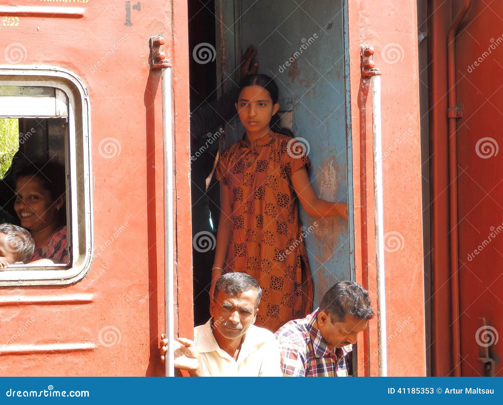 Asian Third-class Passengers in the Red Train. Sri Editorial Stock ...