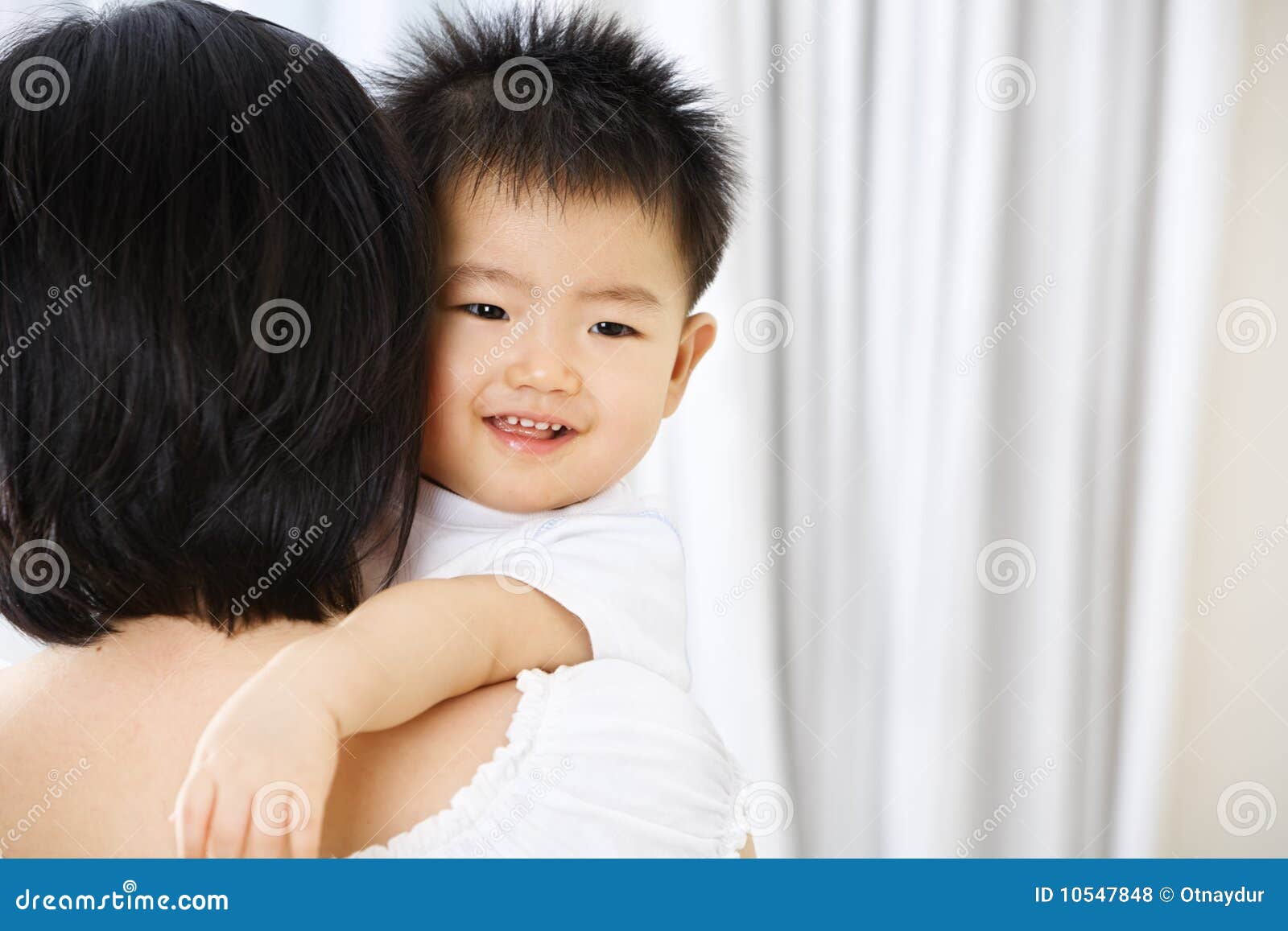 Asian Toddler on Her Mother Hug Stock Photo - Image of smiling, copy ...