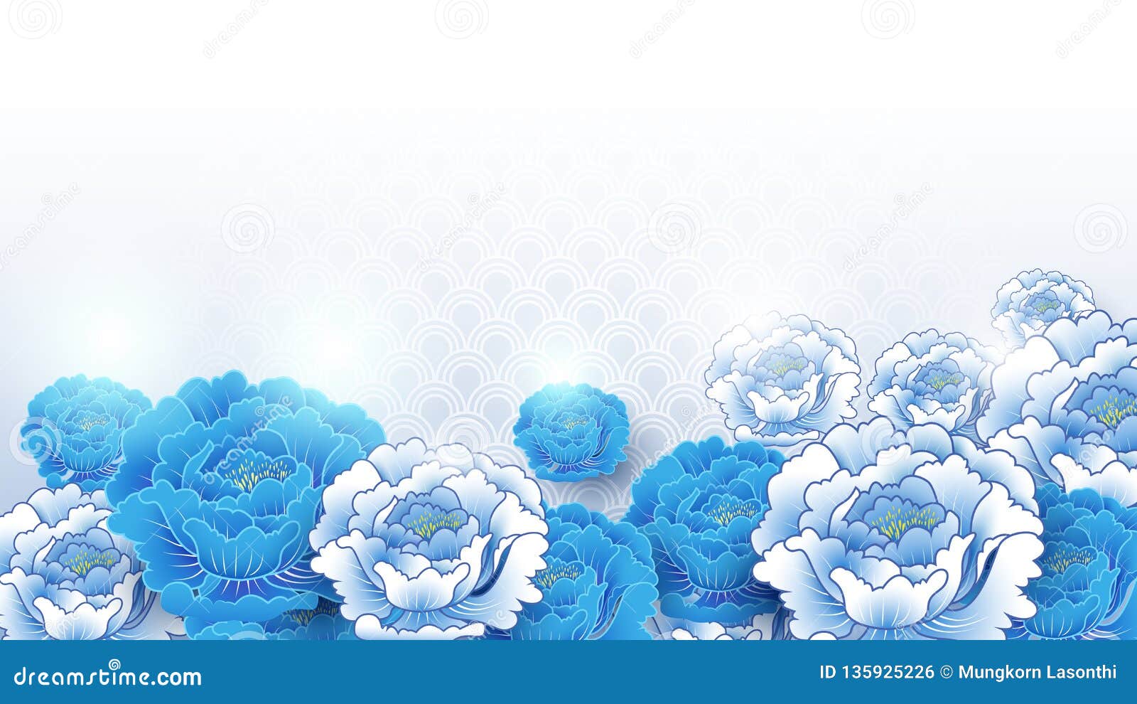 Asian Traditional Blue and White Floral Background Stock Vector ...