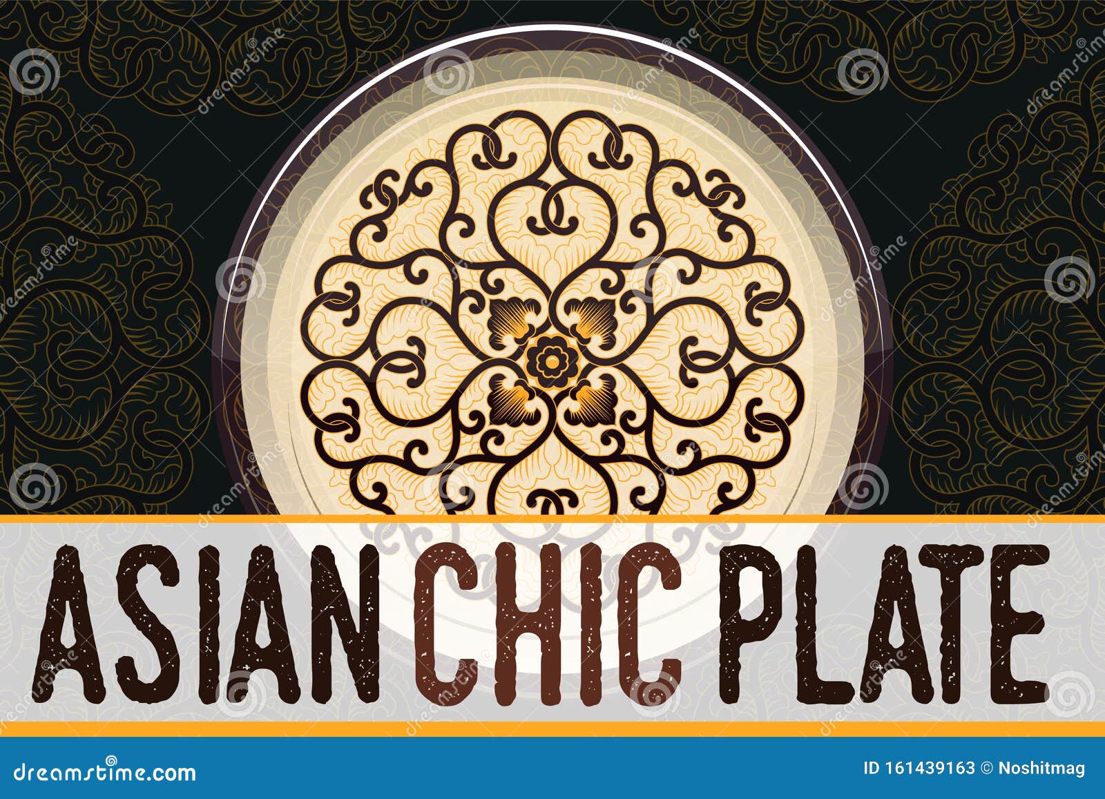 Asian Traditional Ethnic Pattern. Kitchen Plate Stock Vector ...