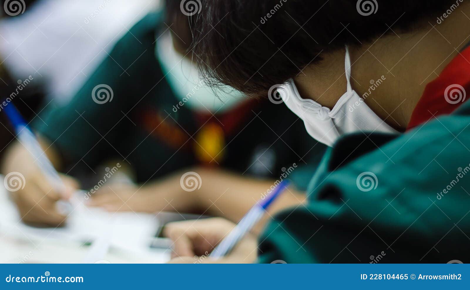 Asian Uniform Students Wears Face Mask for Protect Covid-19 with Study ...