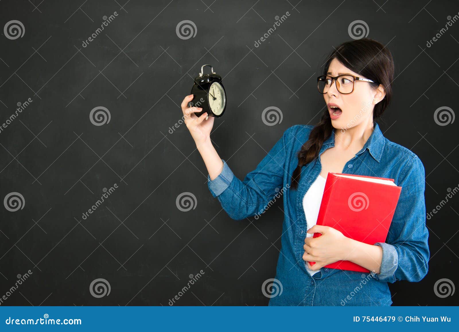 Asian University Student Scared To Be Late for Class Stock Image ...