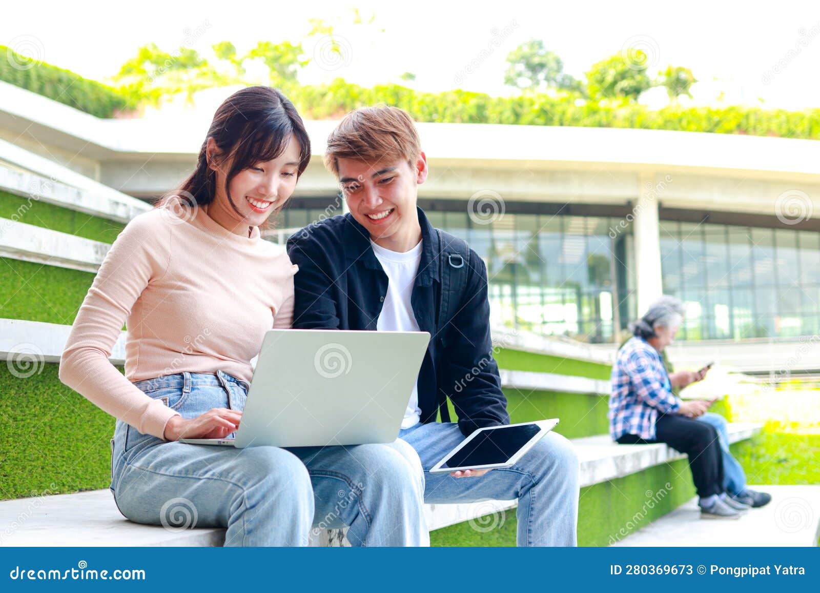 Asian University Students Use Laptops To Study and Prepare for Exams ...