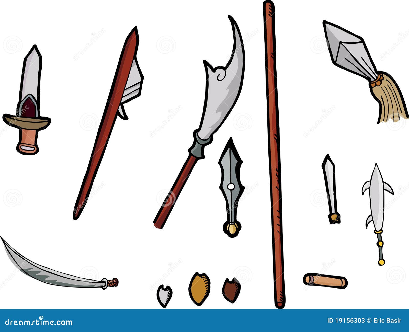 Asian Weapons Set I stock vector. Illustration of drawn - 19156303