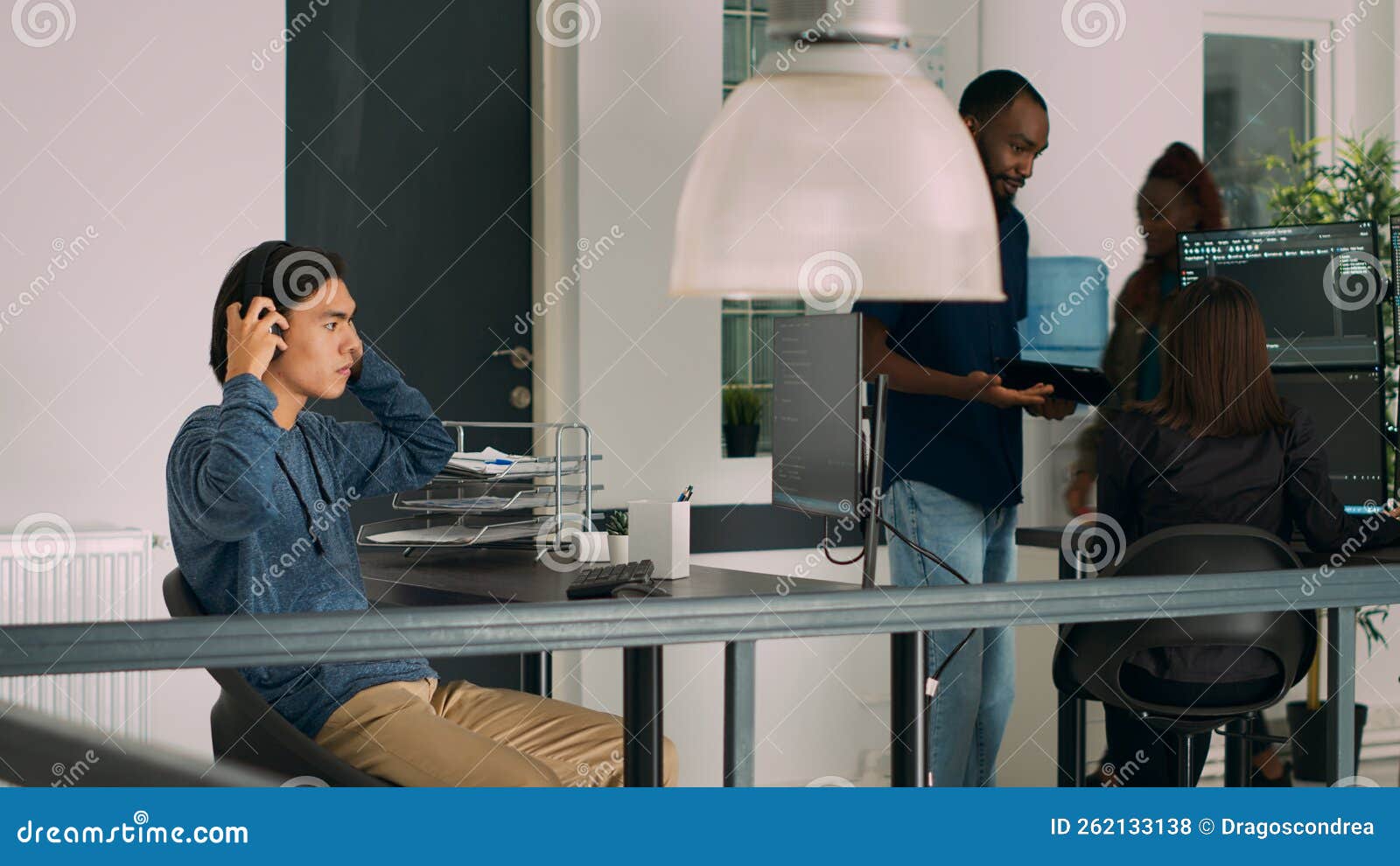 Asian Web Developer Programming Firewall Server on Terminal Window ...