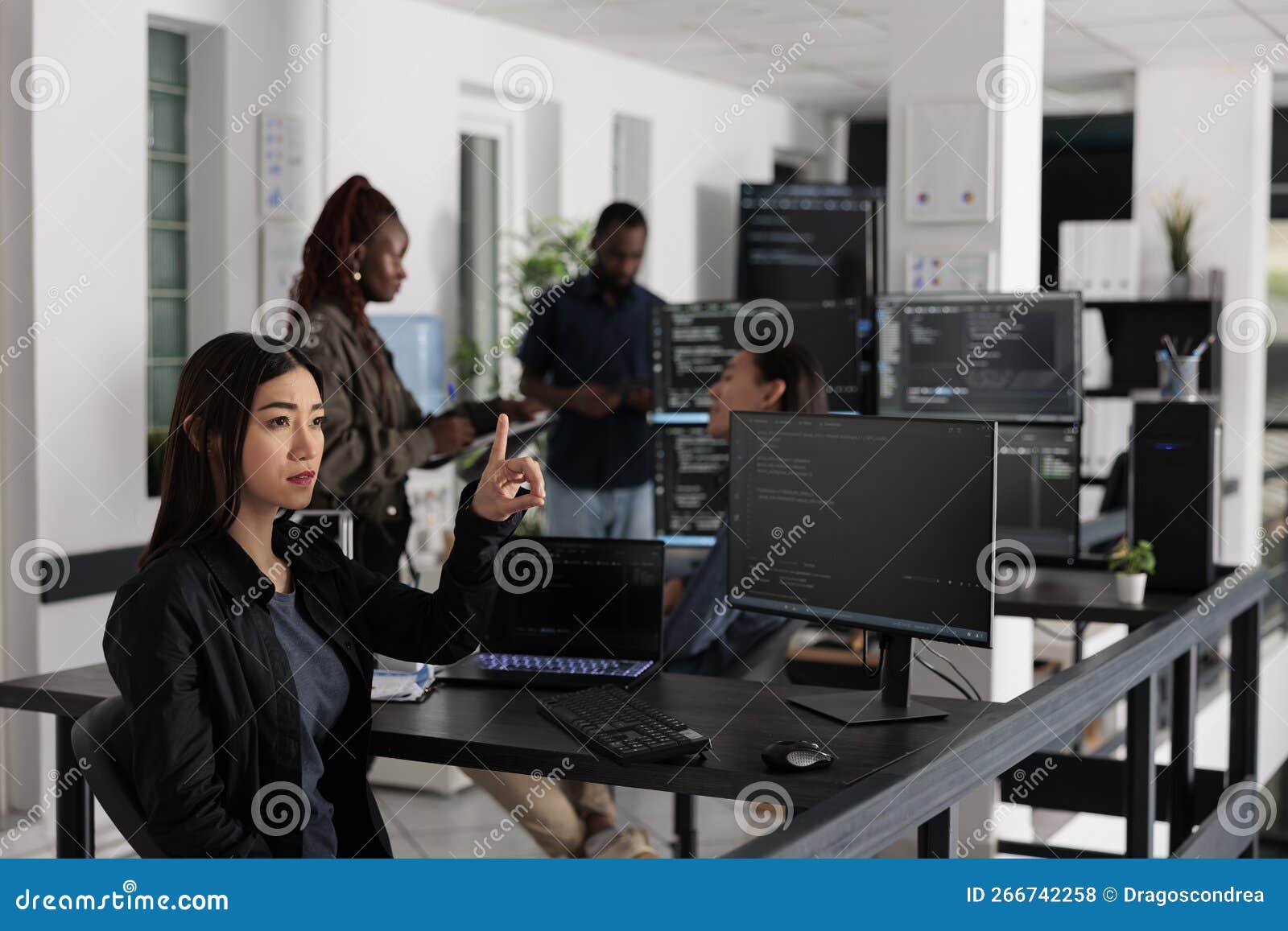Asian Web Developer Working With Hologram And Coding Language Stock