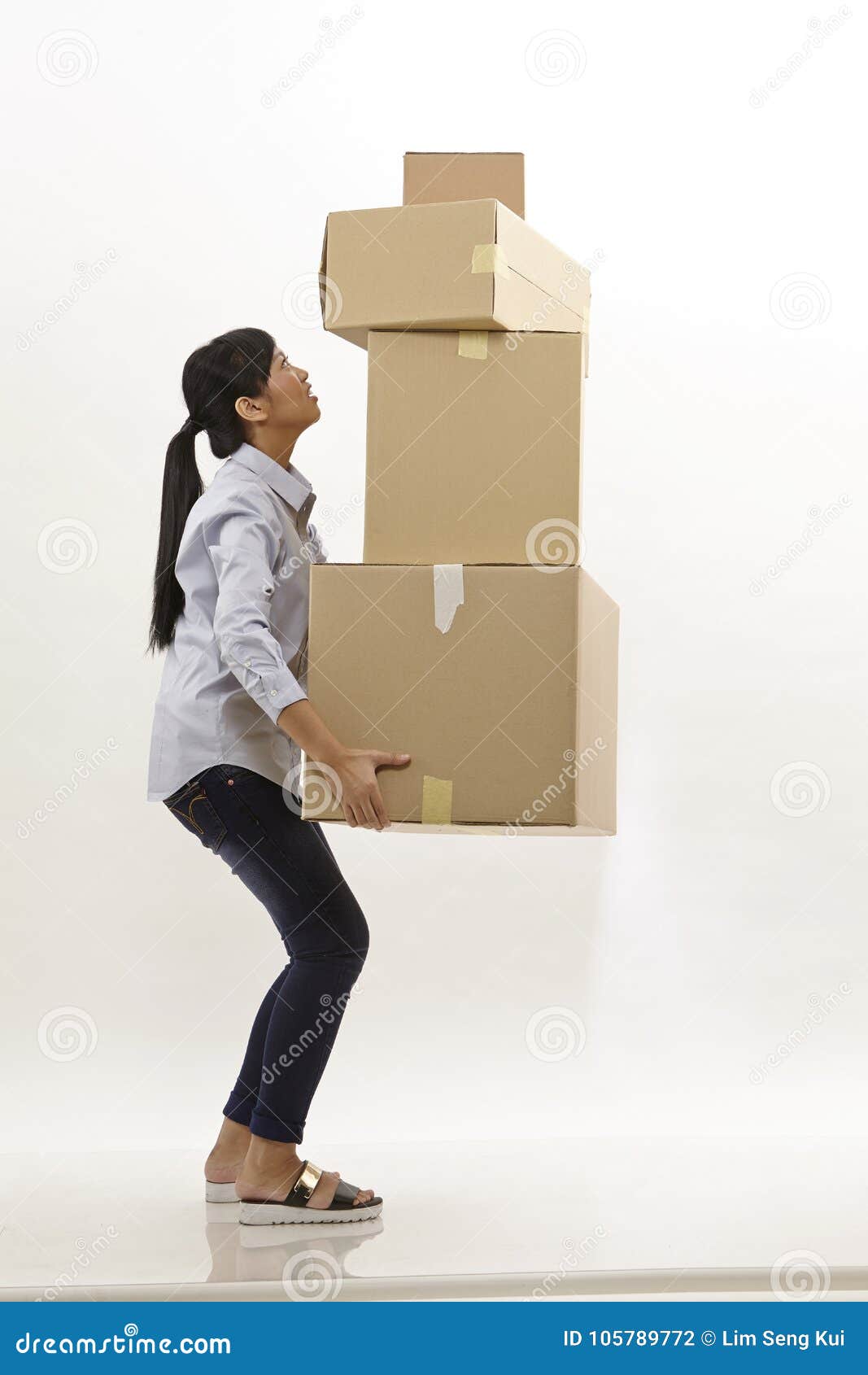 Woman carry boxes stock photo. Image of carrying, adult - 105789772