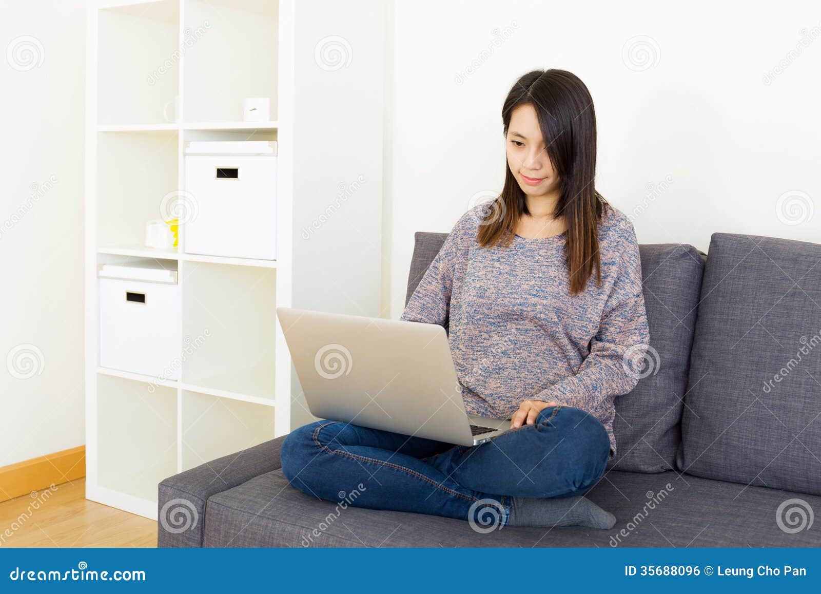 Asian woman with computer stock photo. Image of movie - 35688096