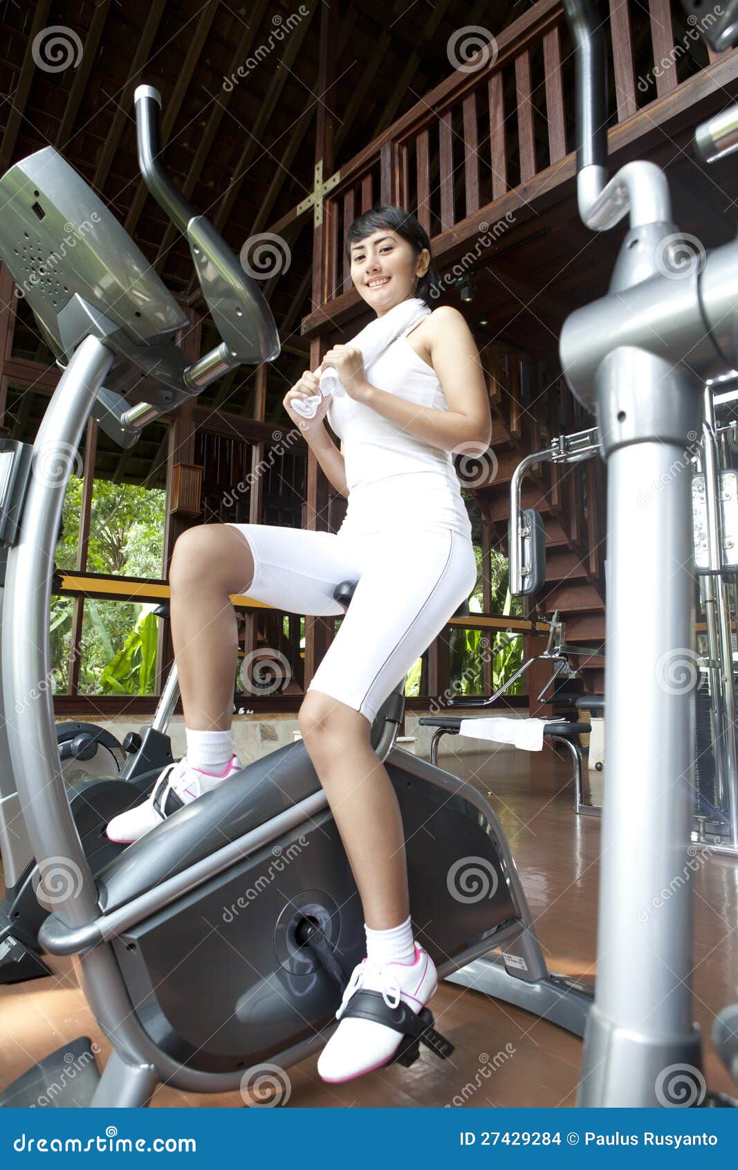 Asian Woman Exercising at Home Stock Photo - Image of healthy, active ...