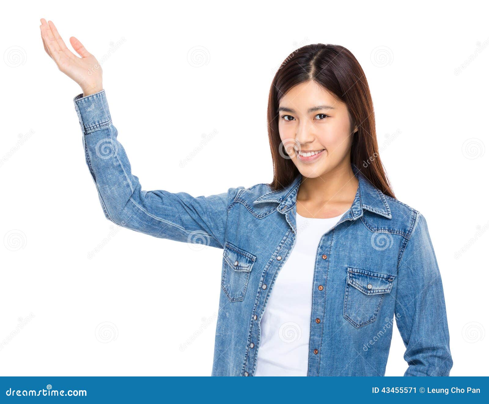 Asian Woman with Hand Presentation Stock Image - Image of advertisement ...