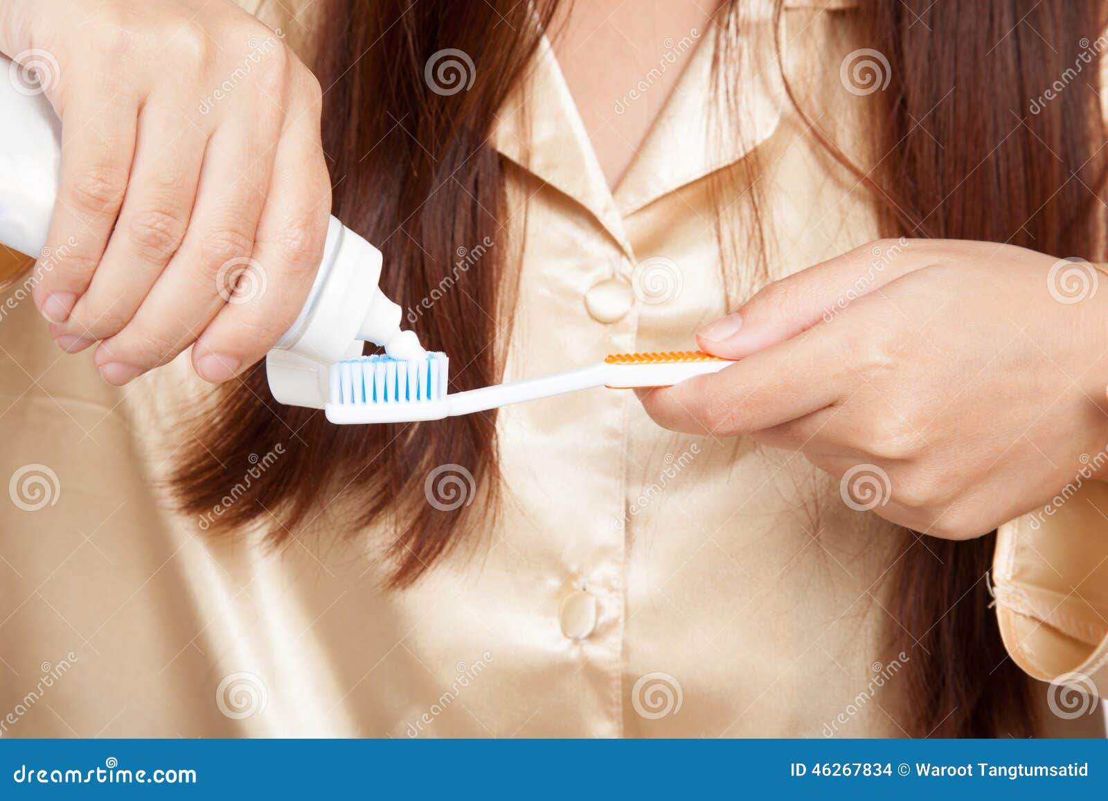 Asian Woman Hands with Toothbrush and Toothpaste Stock Photo - Image of ...
