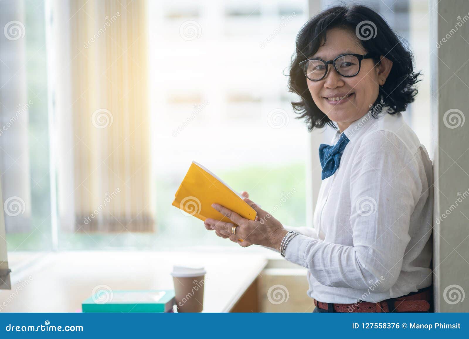 Asian Woman are Happy in Library Stock Photo - Image of adult ...