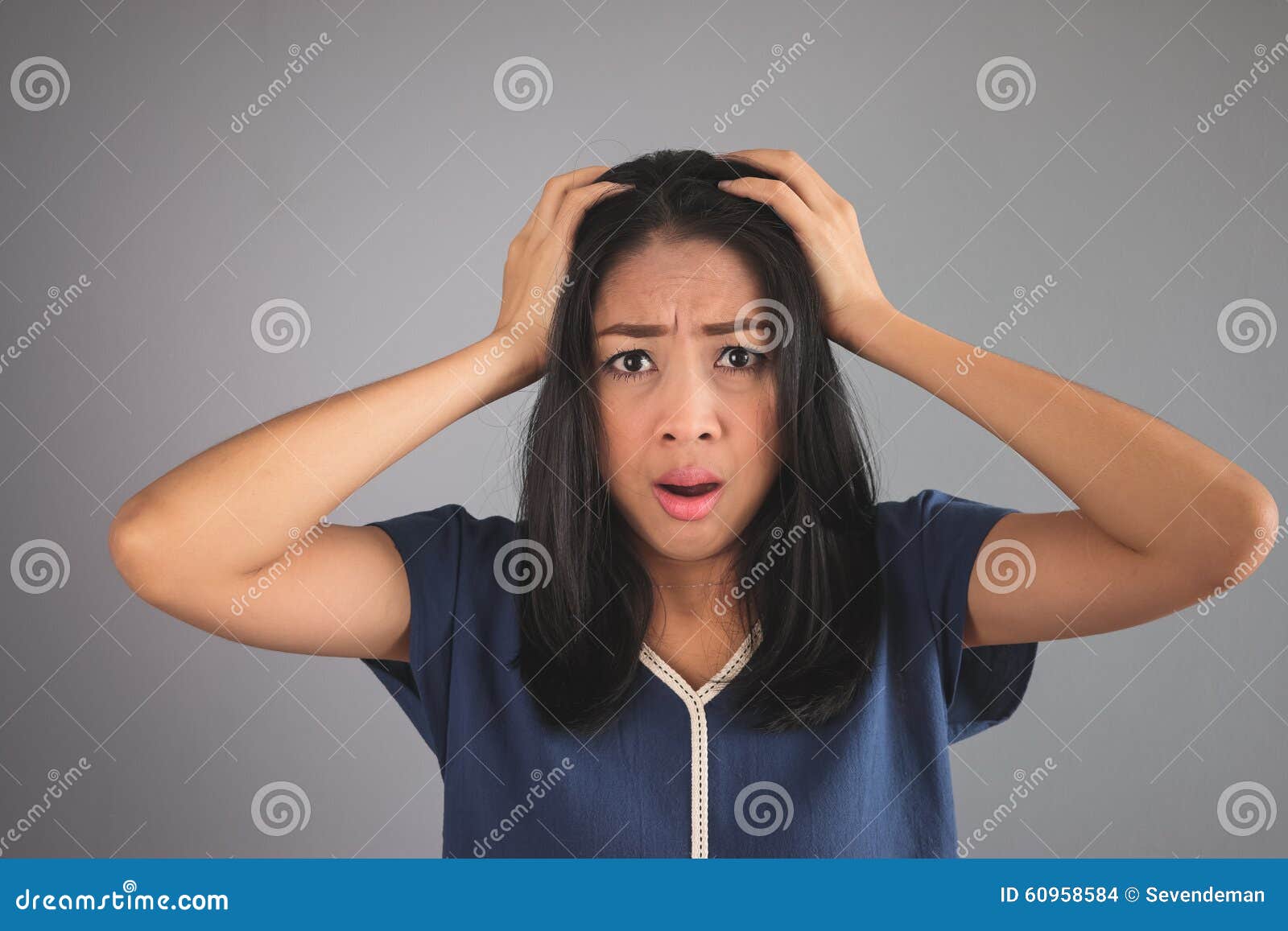 Asian woman has problems. stock photo. Image of fault - 60958584