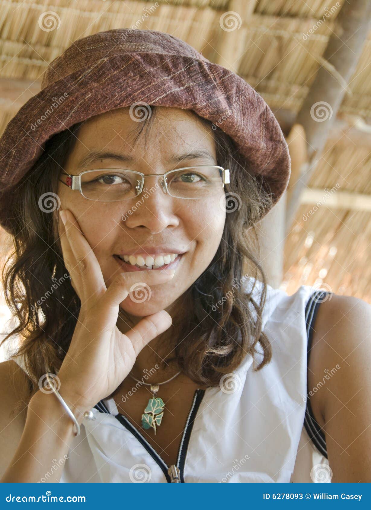 Asian woman with a hat on stock image. Image of mature - 6278093