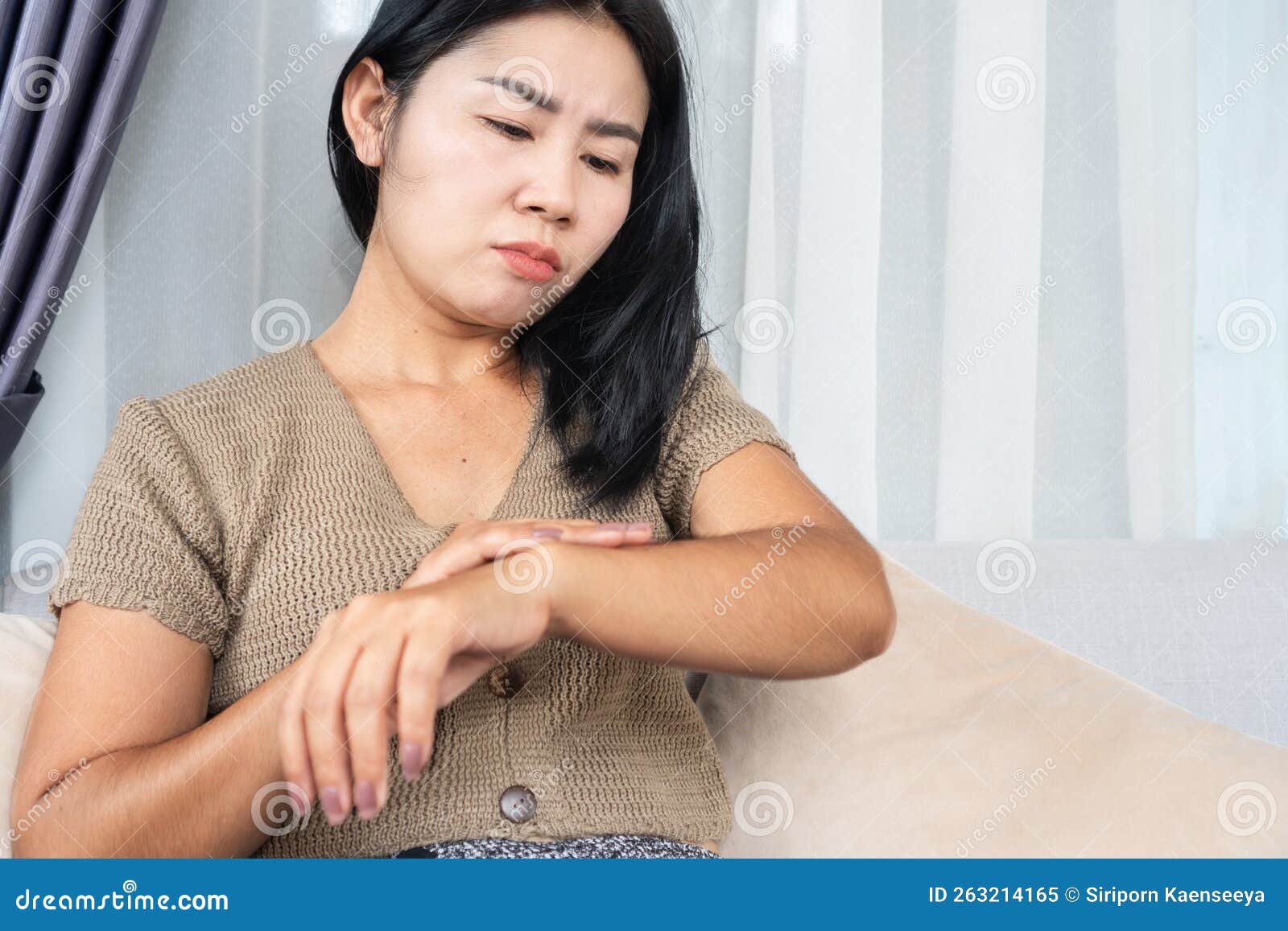 Worried Sunburned Man With Skin Irritation Stock Image Cartoondealer