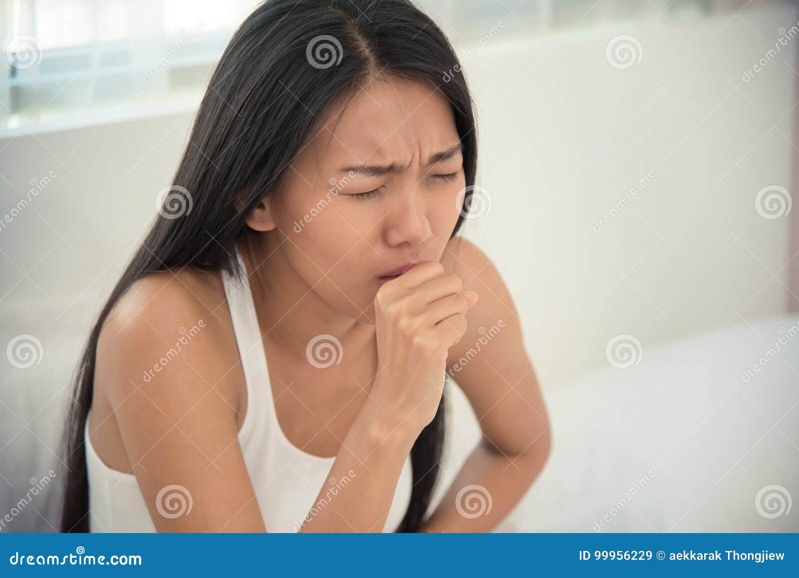 Asian Woman Having A Cold Stock Image Image Of Illness 99956229