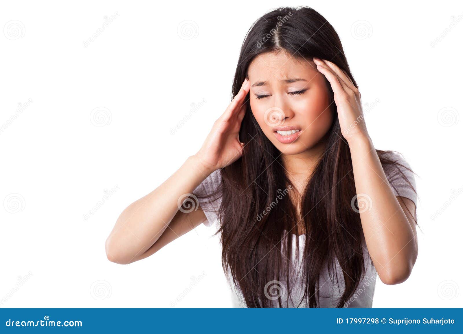 Asian Woman Having Headache Stock Photo - Image of white, stressed ...