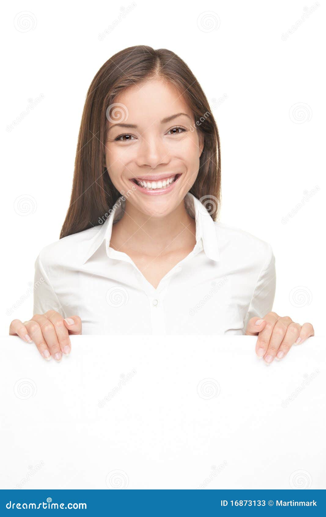 Asian Woman Holding White Sign Stock Image - Image of ethnic ...