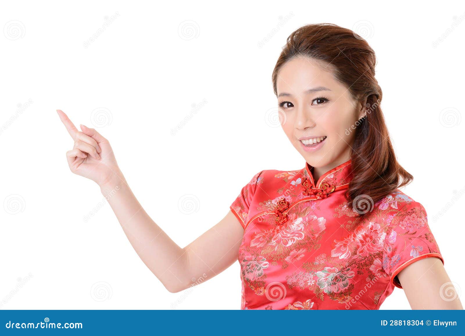 Asian woman introduce stock photo. Image of glamour, finger - 28818304
