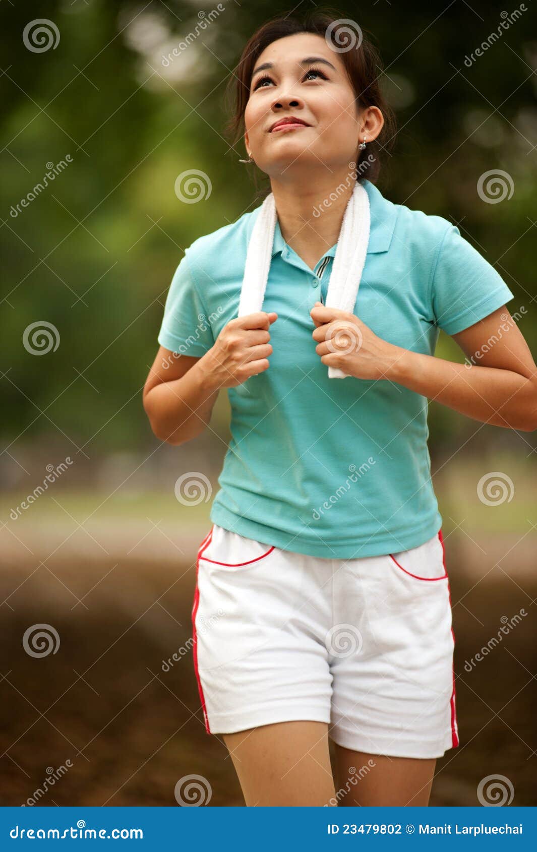 Asian Woman Jogging in the Park . . Stock Photo - Image of joging ...