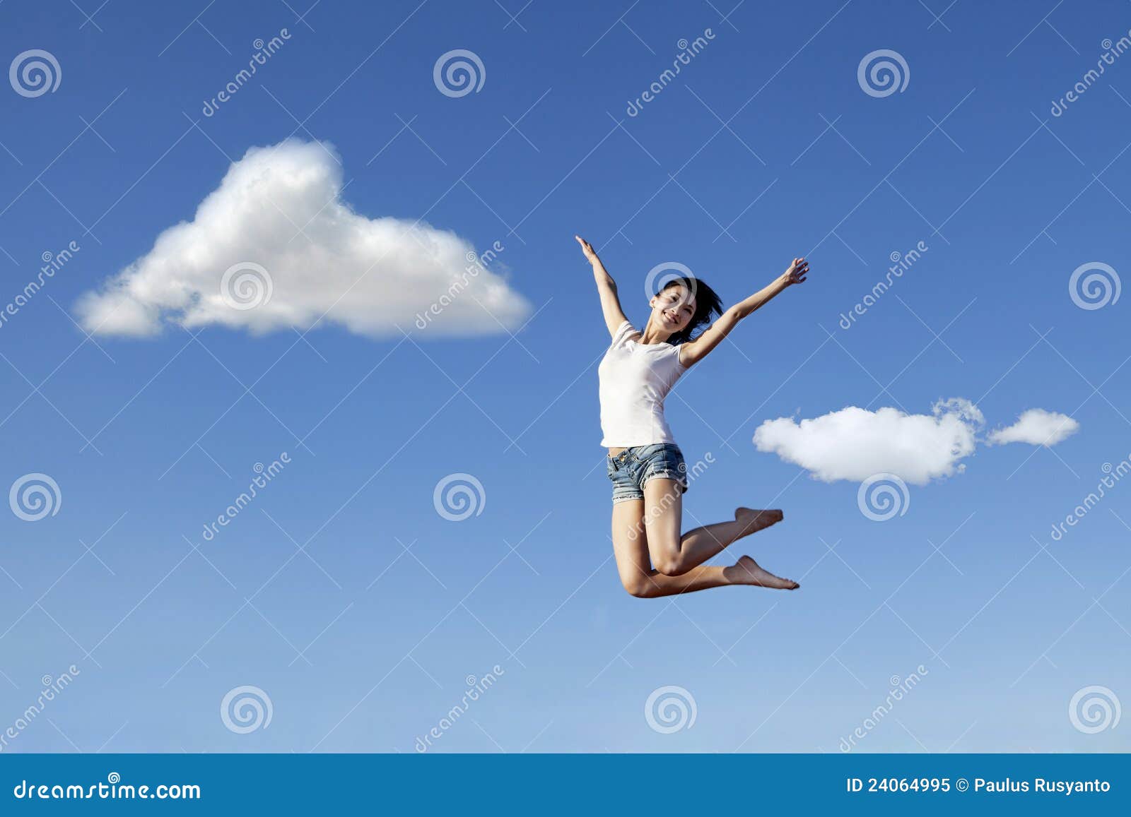 Asian Woman Jumping Happily Stock Image - Image of clear, chinese: 24064995