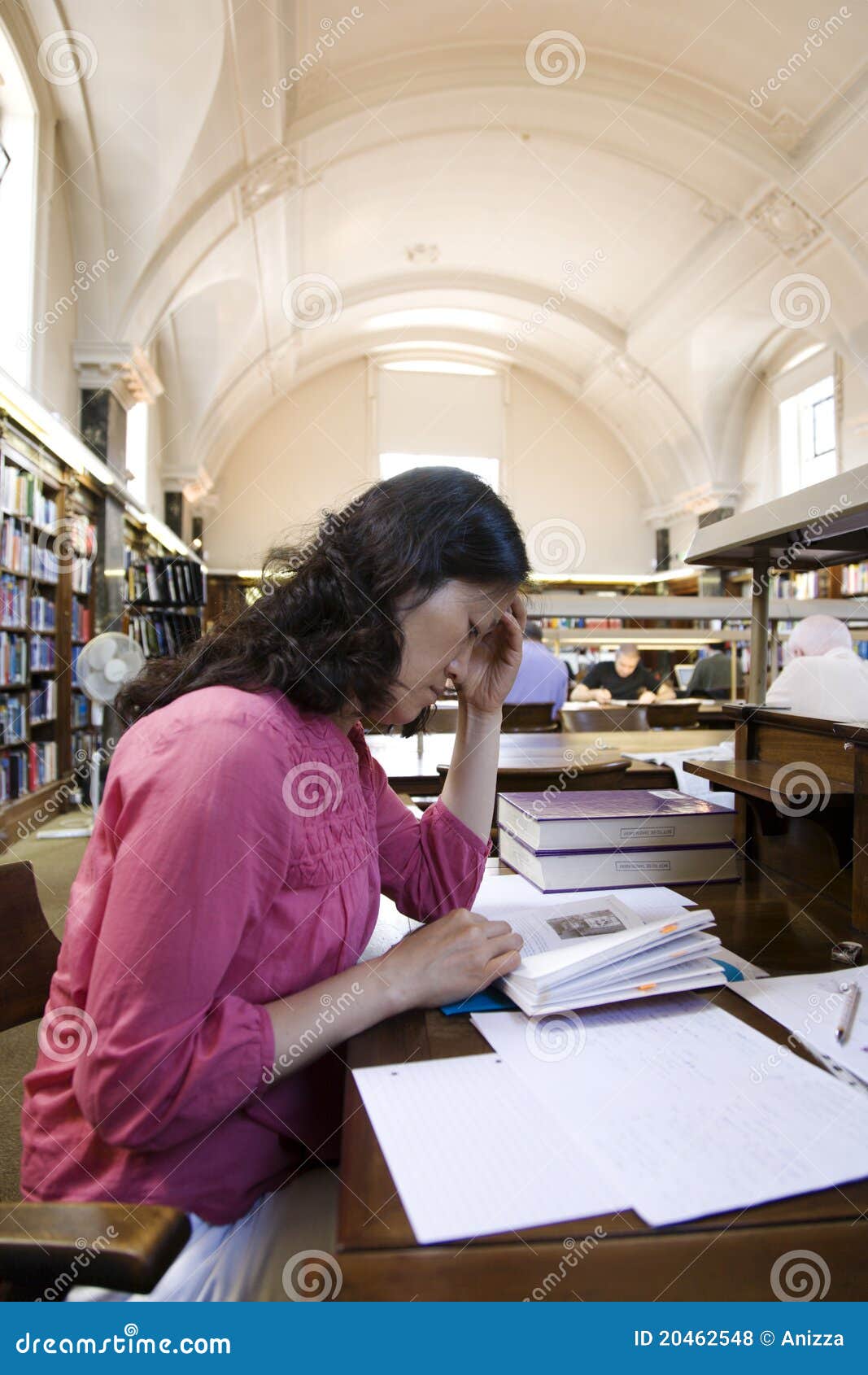 Asian woman in the library stock photo. Image of library - 20462548