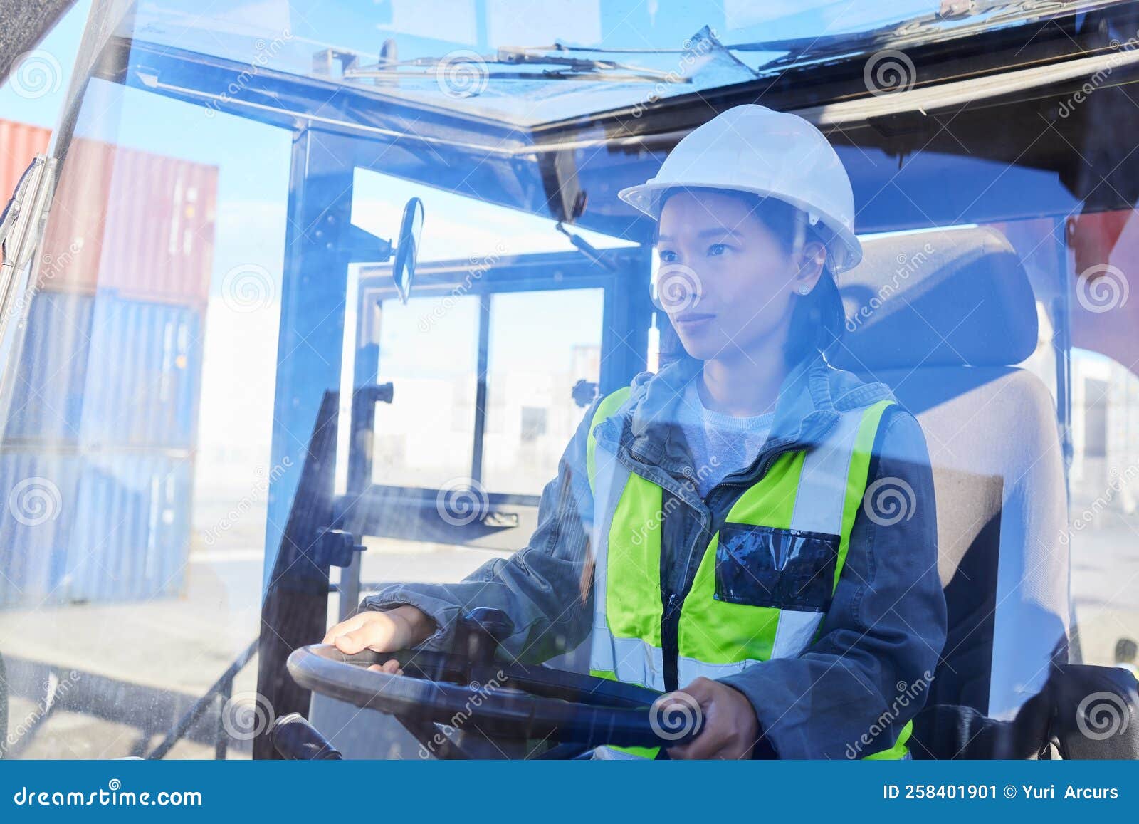 Asian Woman, Logistics and Machine for Industry Shipping at Work for ...