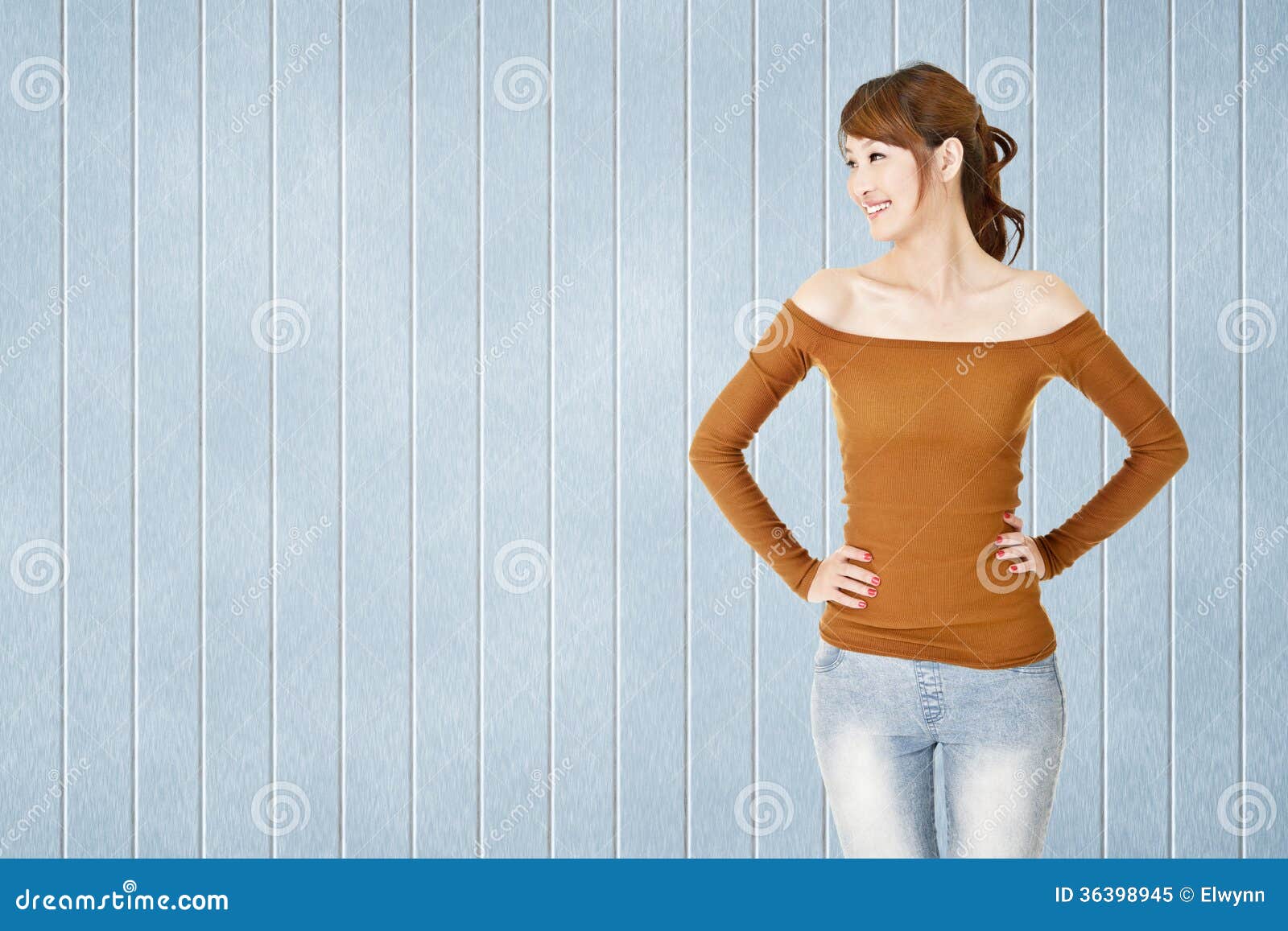 Asian woman look at left stock image. Image of beautiful - 36398945