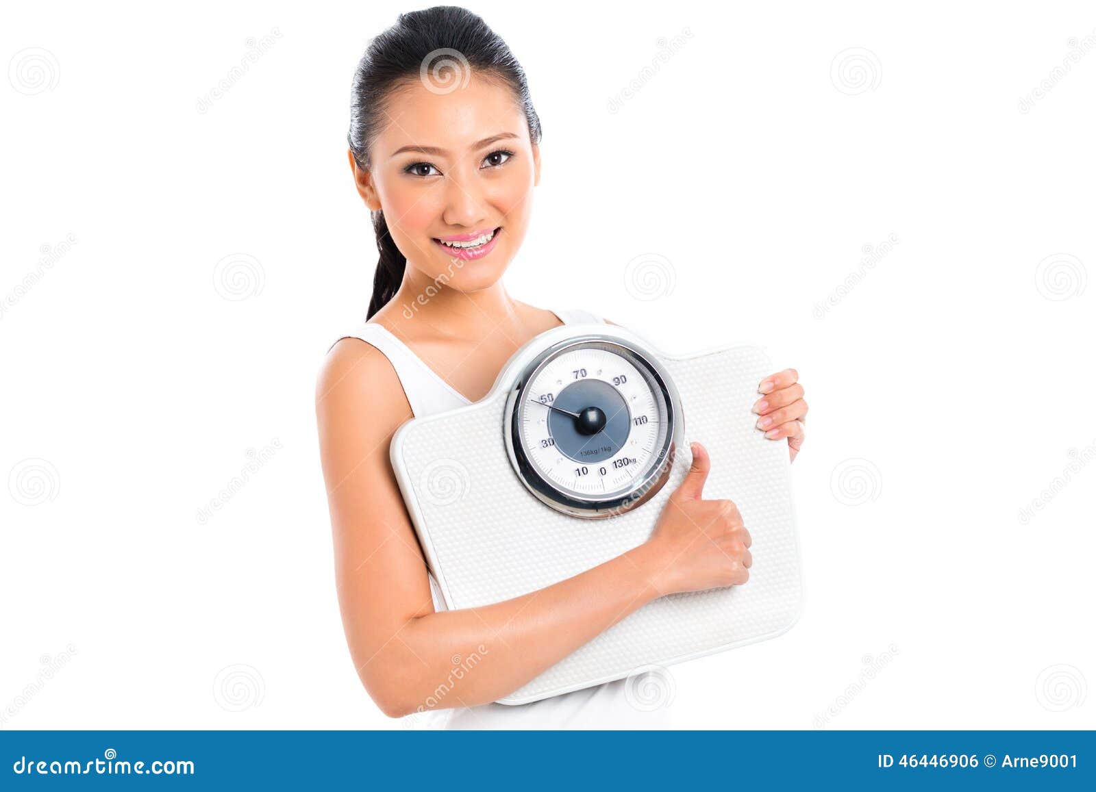 Asian Woman Losing Weight - Scale Stock Photo - Image of slim, stay ...