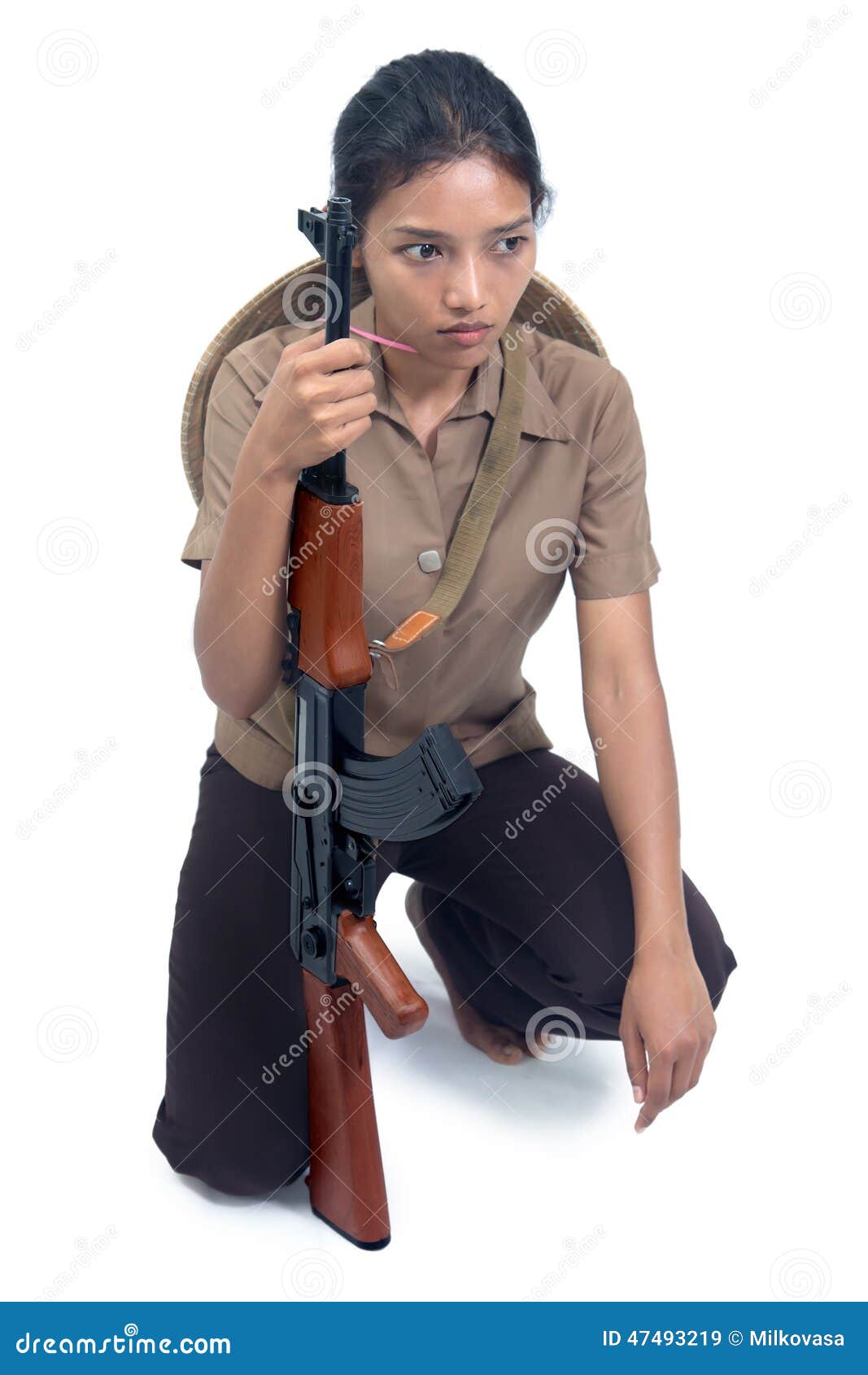 Asian Woman with a Machine Gun Stock Image - Image of eastern ...